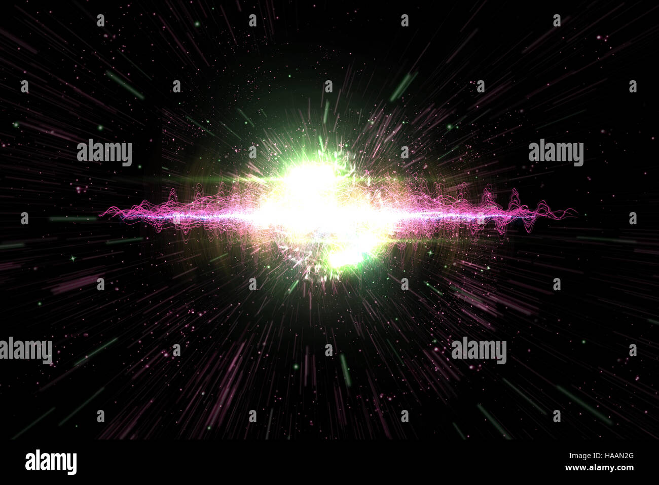 Cosmic galaxy explosion in outer space, 3D illustration Stock Photo - Alamy