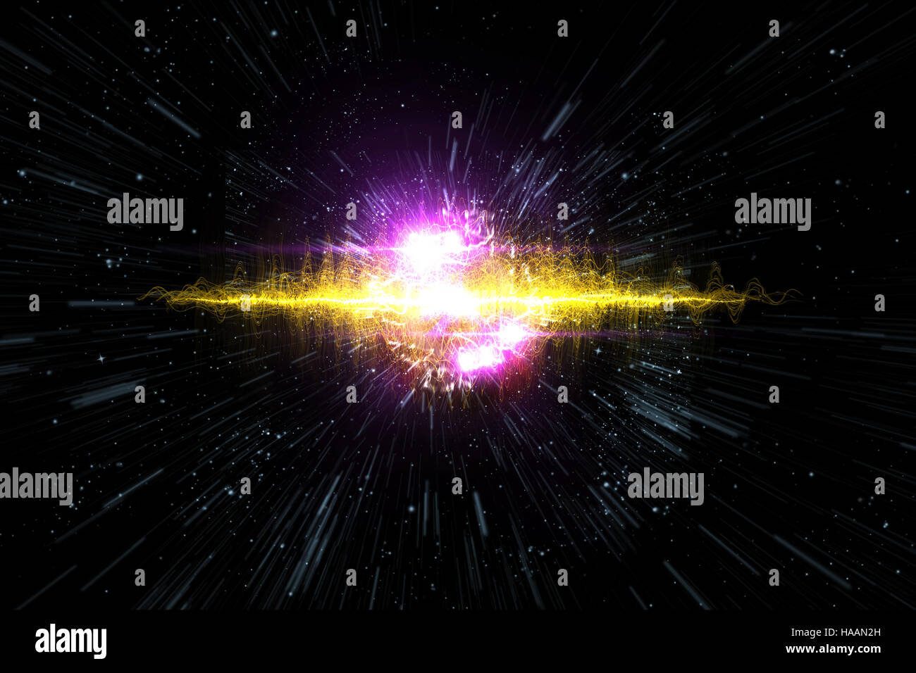 Cosmic galaxy explosion in outer space, 3D illustration Stock Photo - Alamy