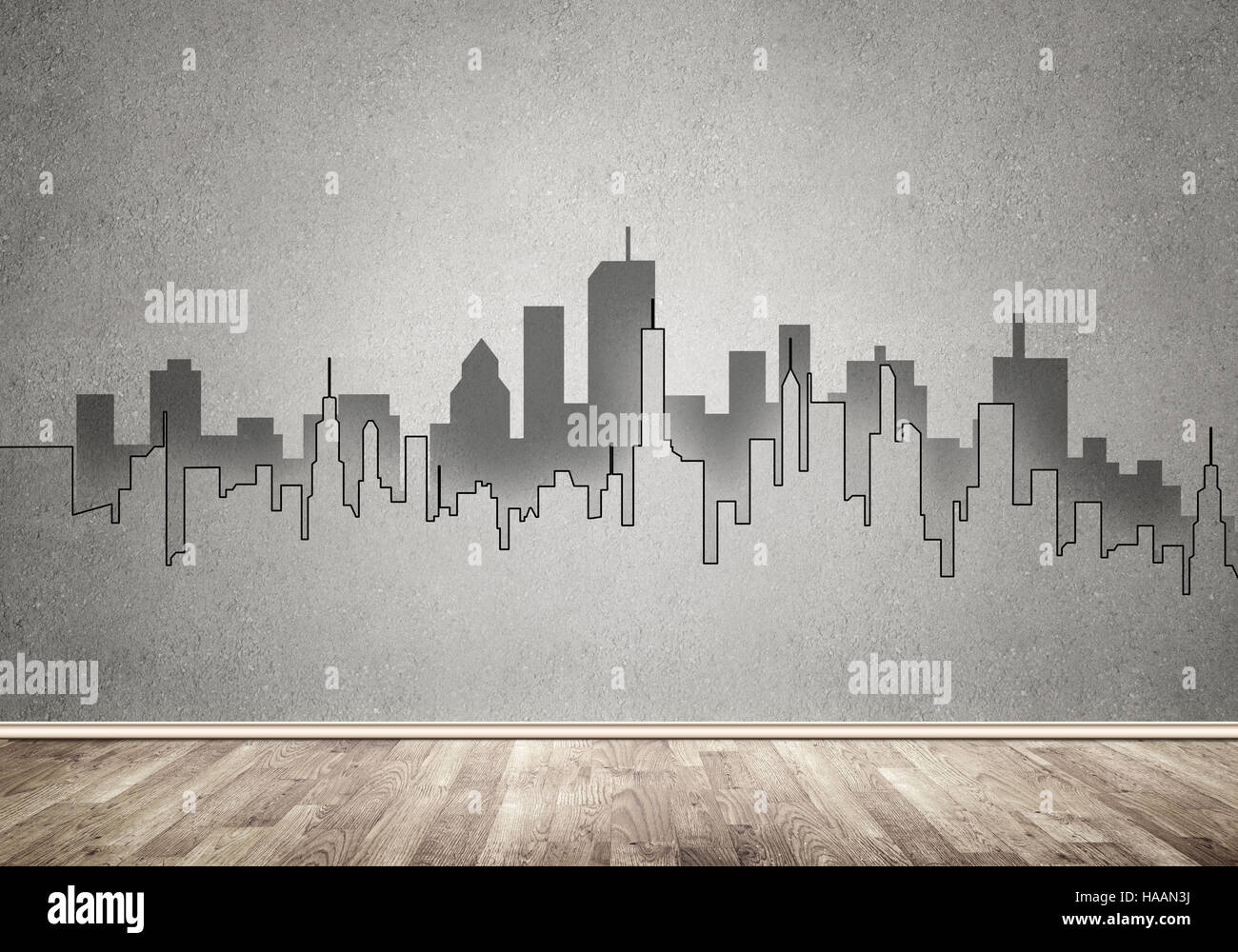 City design on wall Stock Photo - Alamy