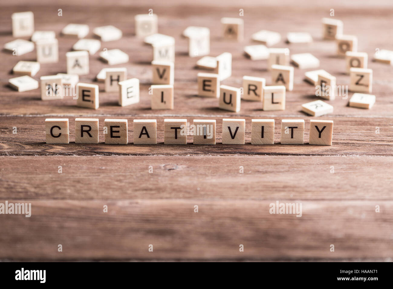 wooden elements with word creativity Stock Photo - Alamy