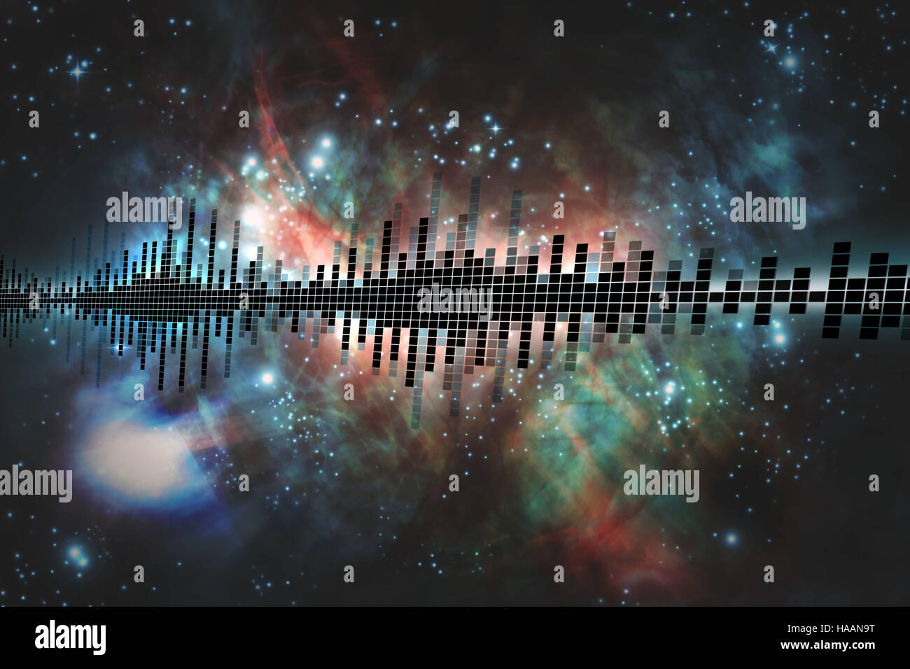 Colorful visual neon soundwave 3D illustration abstract background ...