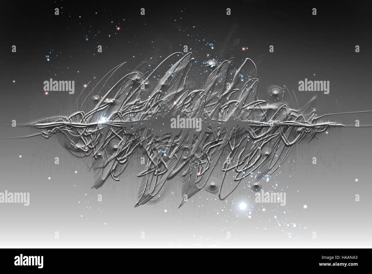 Black and white soundwave 3D illustration abstract background Stock ...