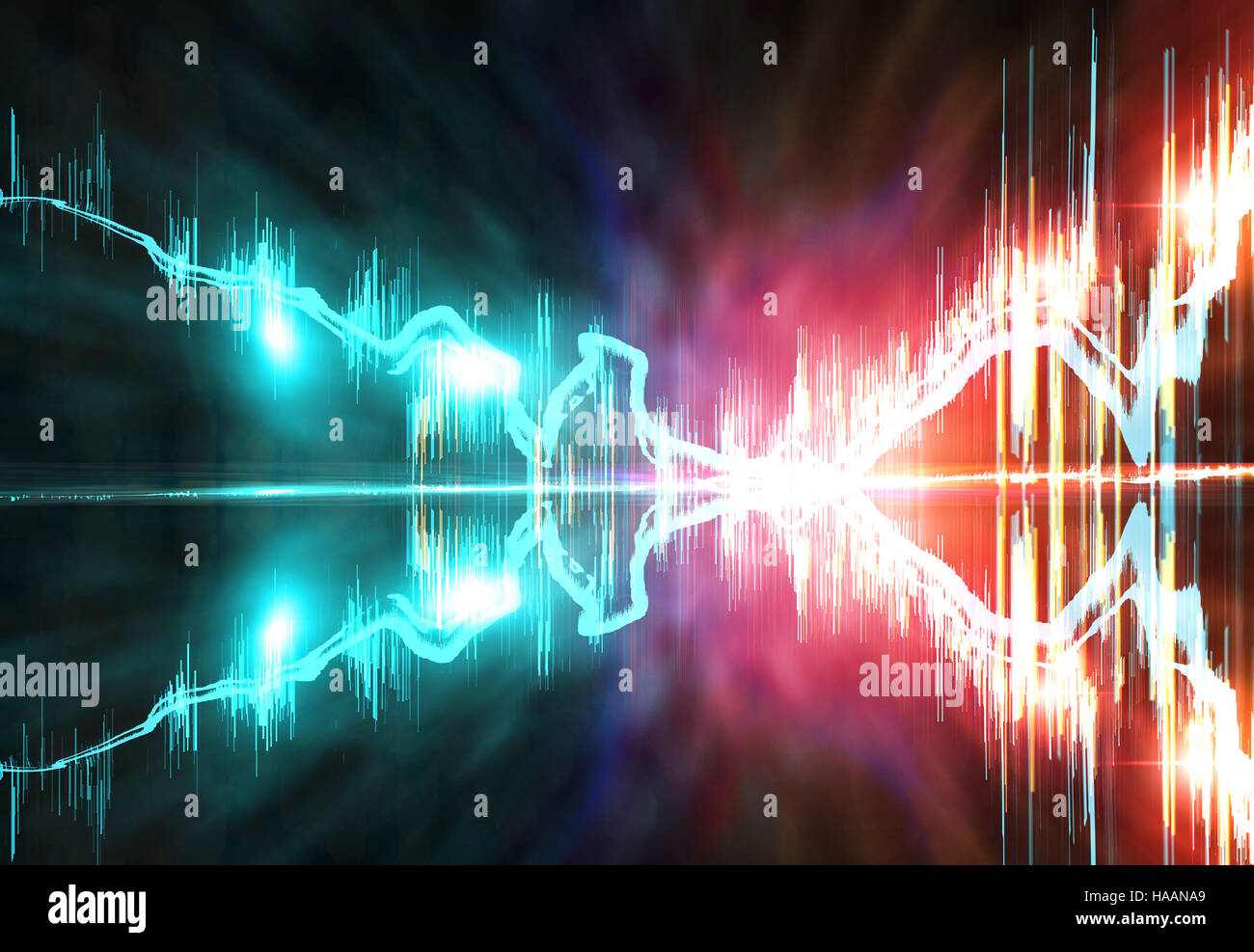 Colorful visual neon soundwave 3D illustration abstract background ...