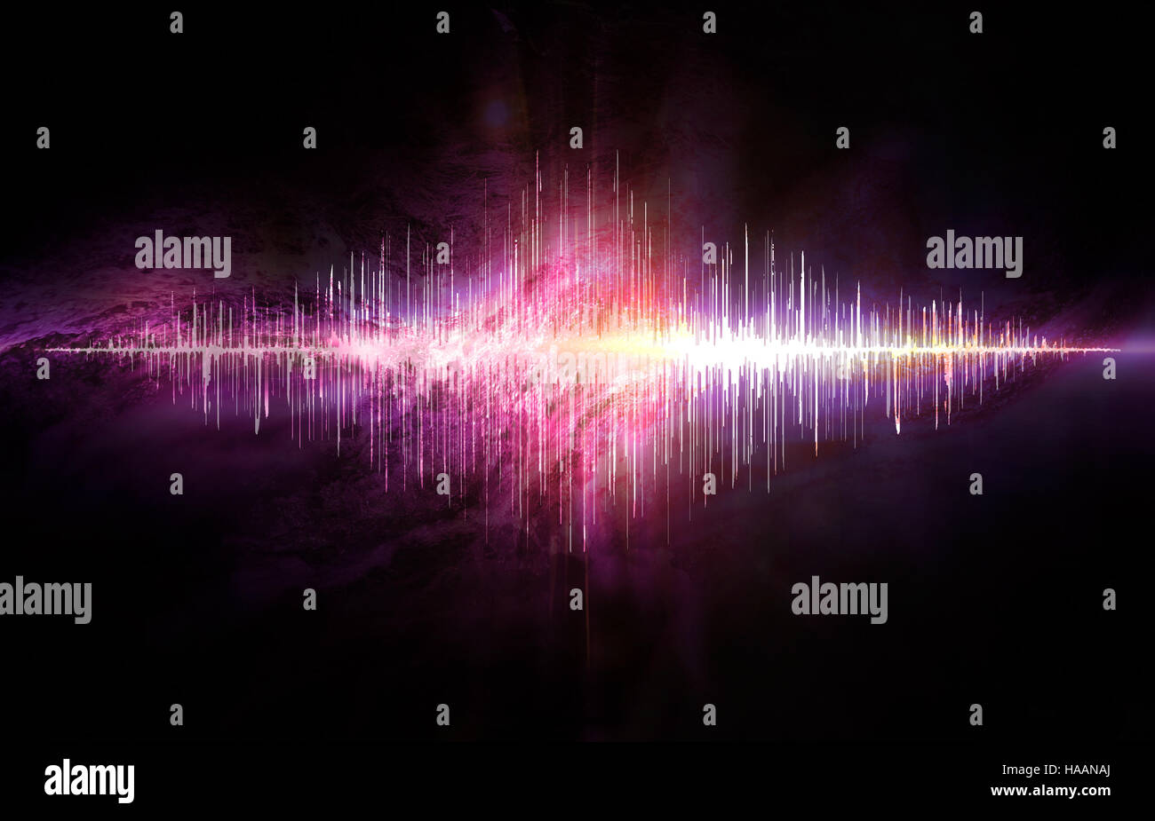 Colorful visual neon soundwave 3D illustration abstract background ...