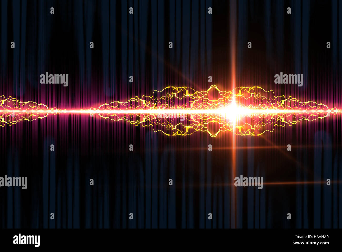 Colorful visual neon soundwave 3D illustration abstract background ...