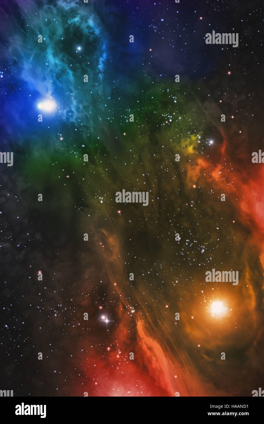 Giant universe starscape 3D illustration with colorful space clouds ...
