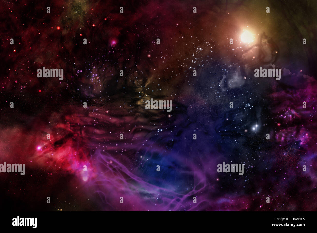 Giant universe starscape 3D illustration with colorful space clouds ...