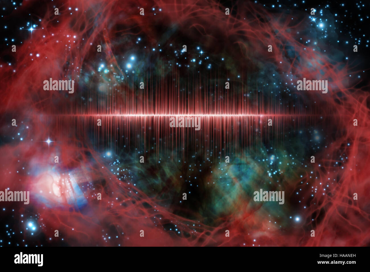 Giant universe starscape 3D illustration with colorful soundwave Stock ...