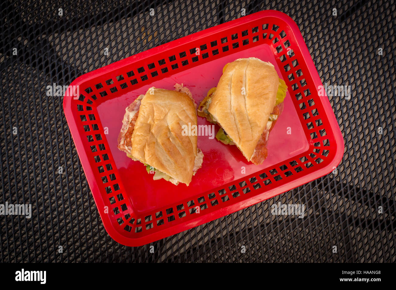 The works Italian sub sandwich with fancy toothpicks Stock Photo - Alamy