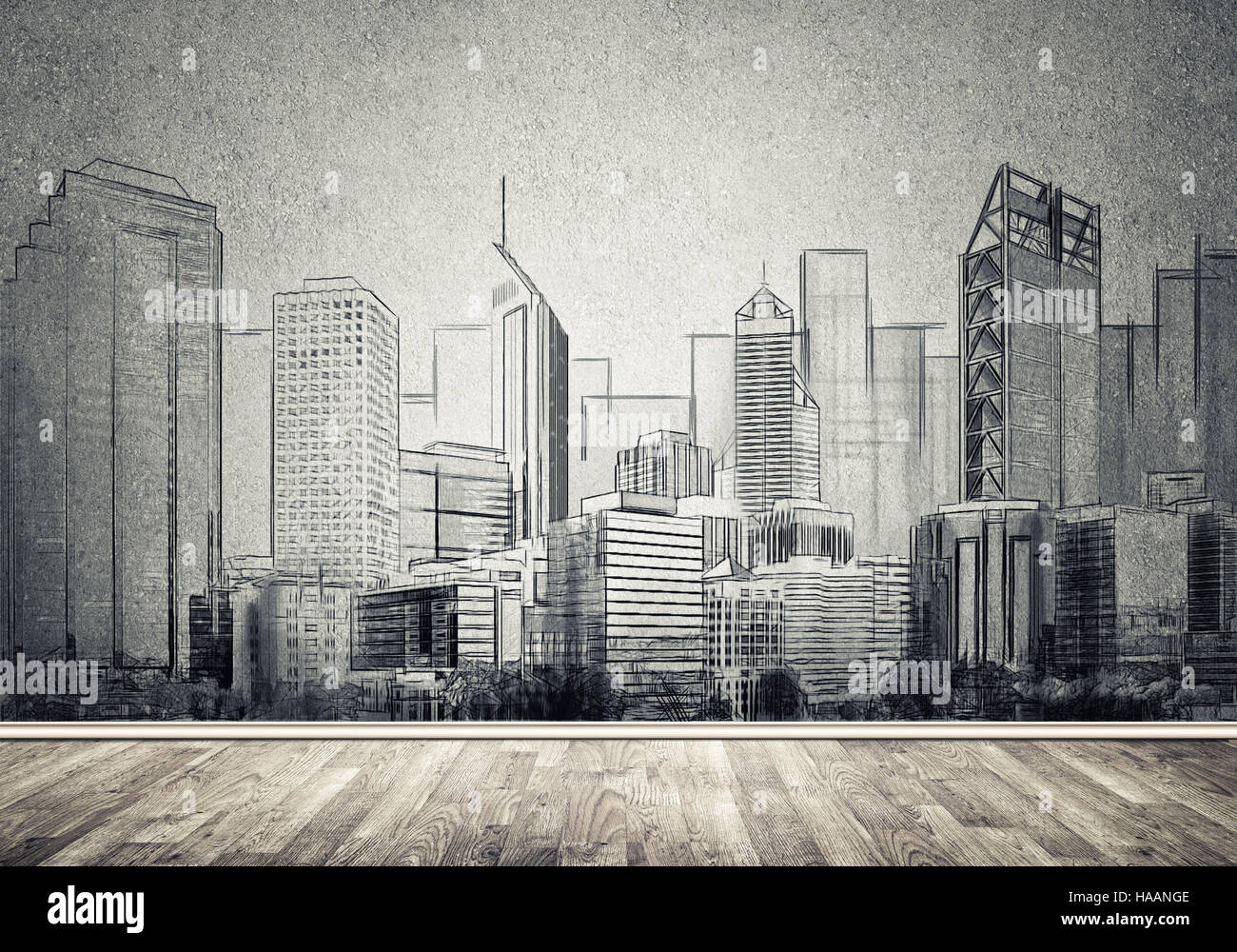 City design on wall Stock Photo - Alamy