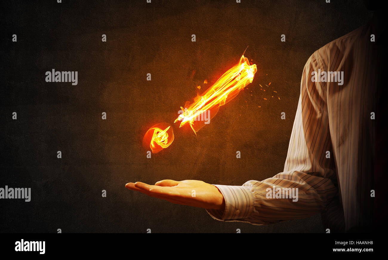 Fire exclamation mark Stock Photo - Alamy