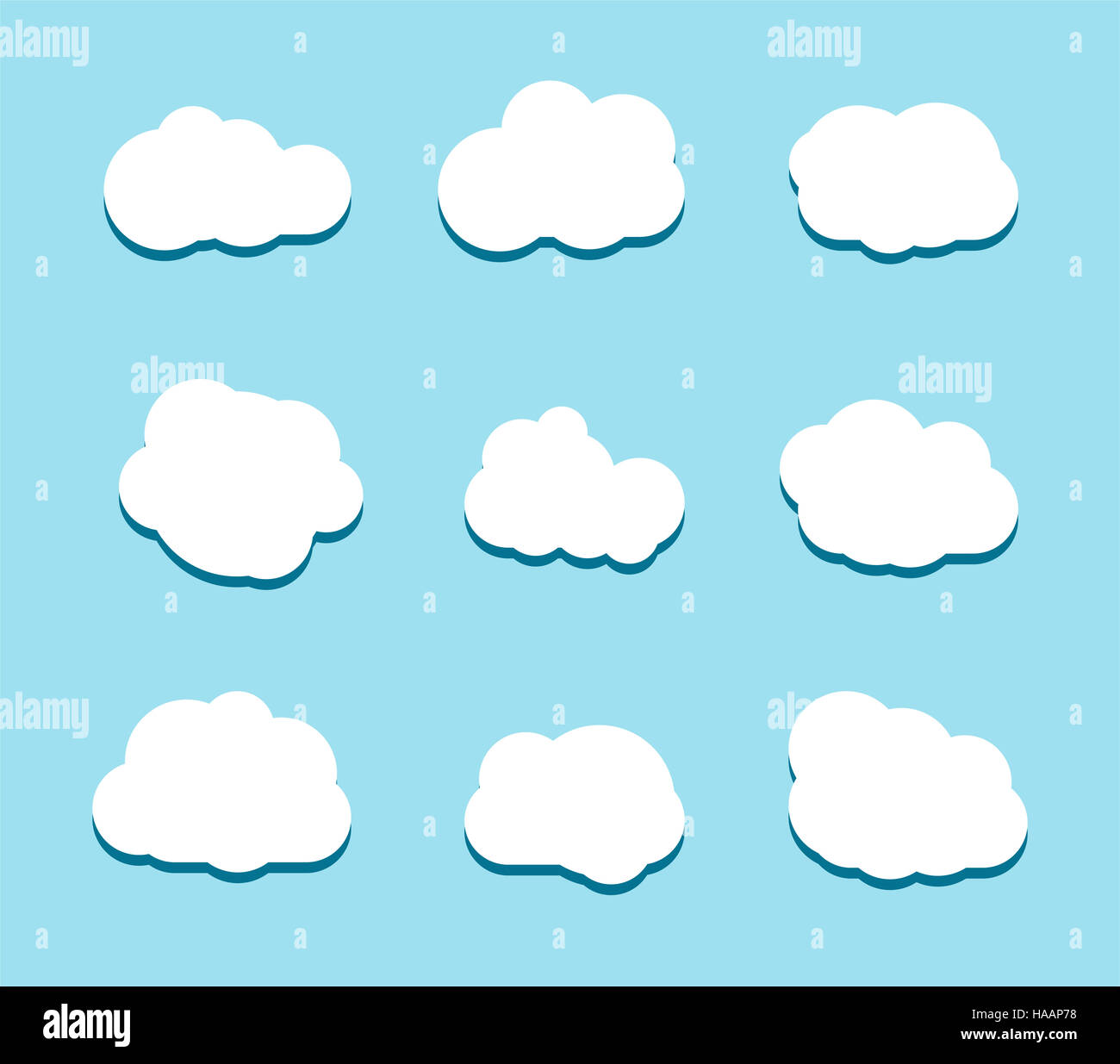 Set of white sky, clouds. Cloud icon, cloud shape. Set of different ...