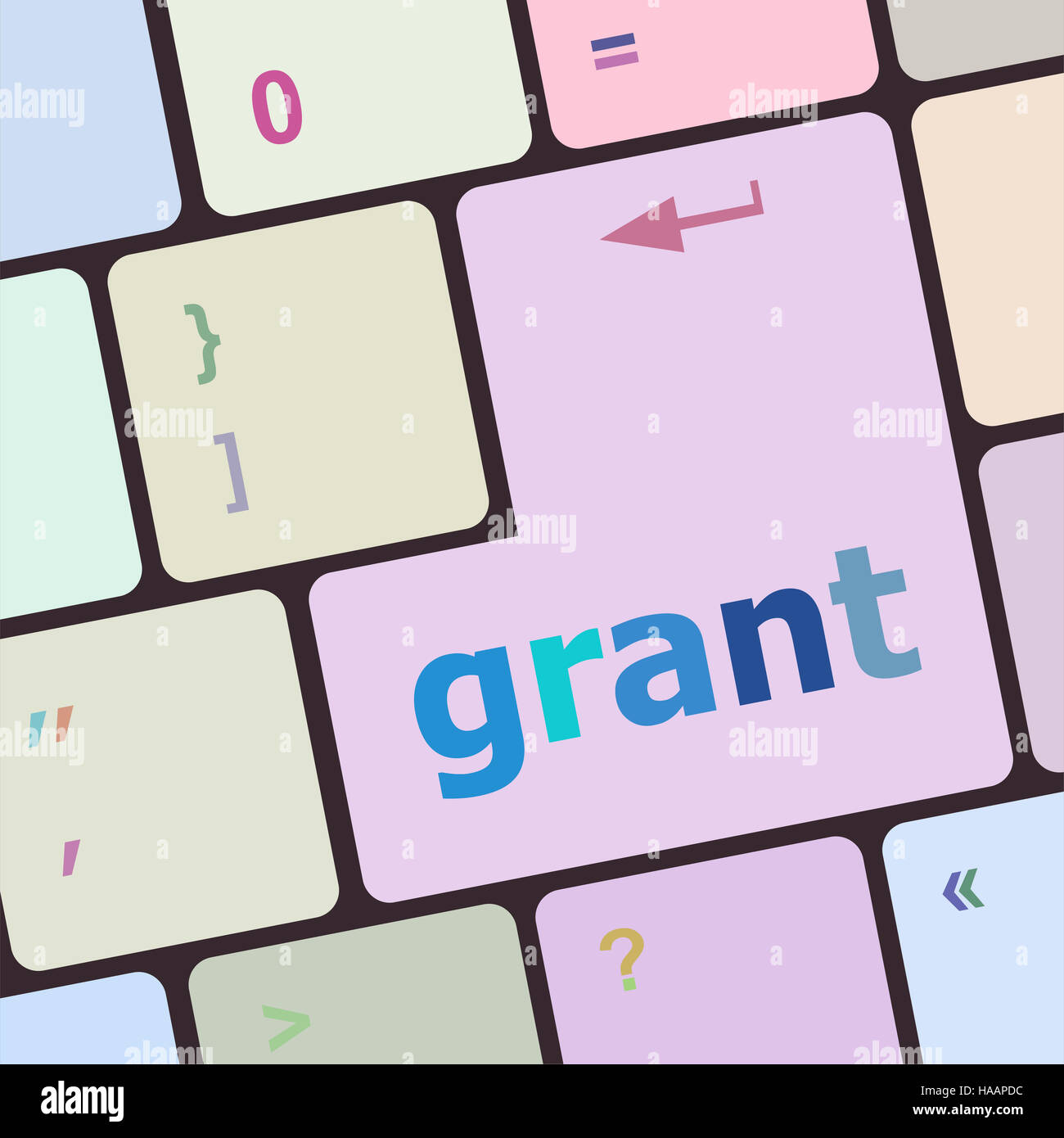 Computer keyboard button with grant button Stock Photo - Alamy