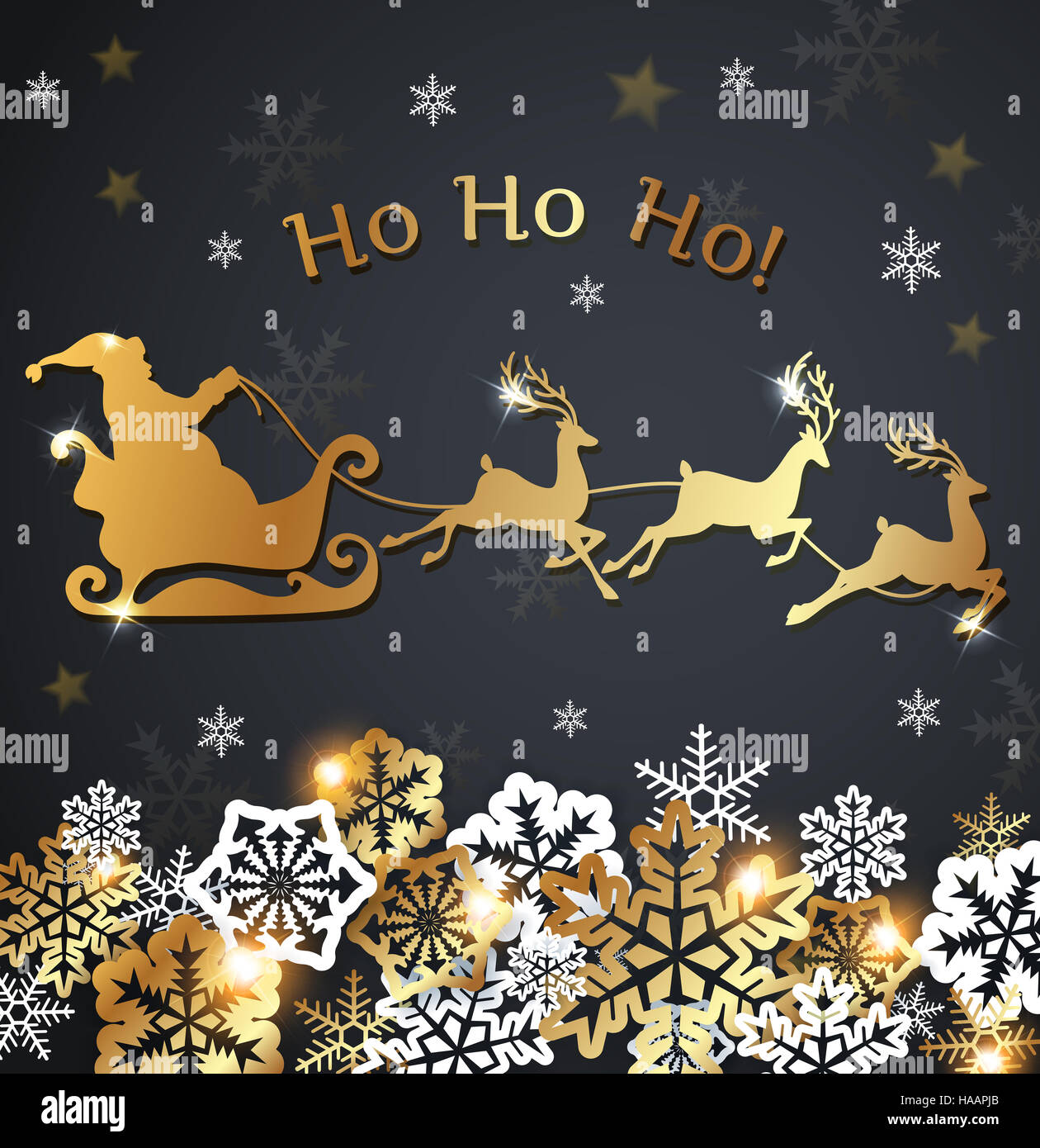 Christmas luxurious background with golden Santa Claus and snowflakes ...