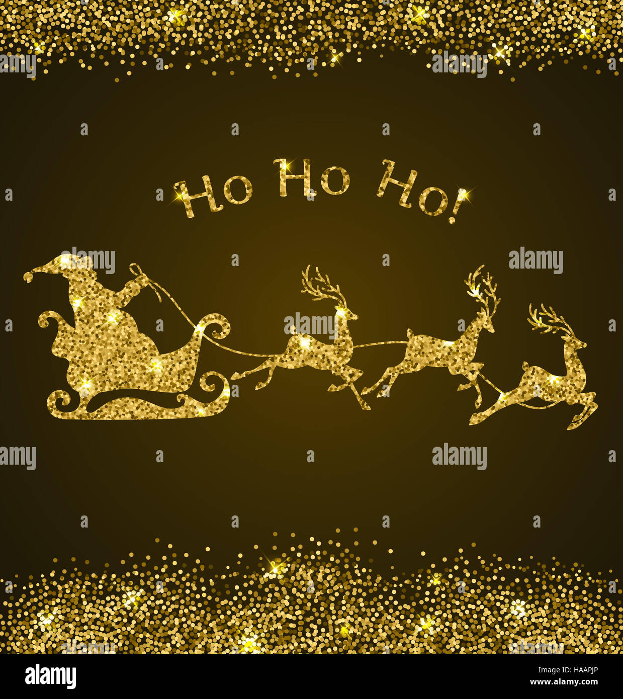 Christmas shining background with golden glitter Santa Claus. Design ...