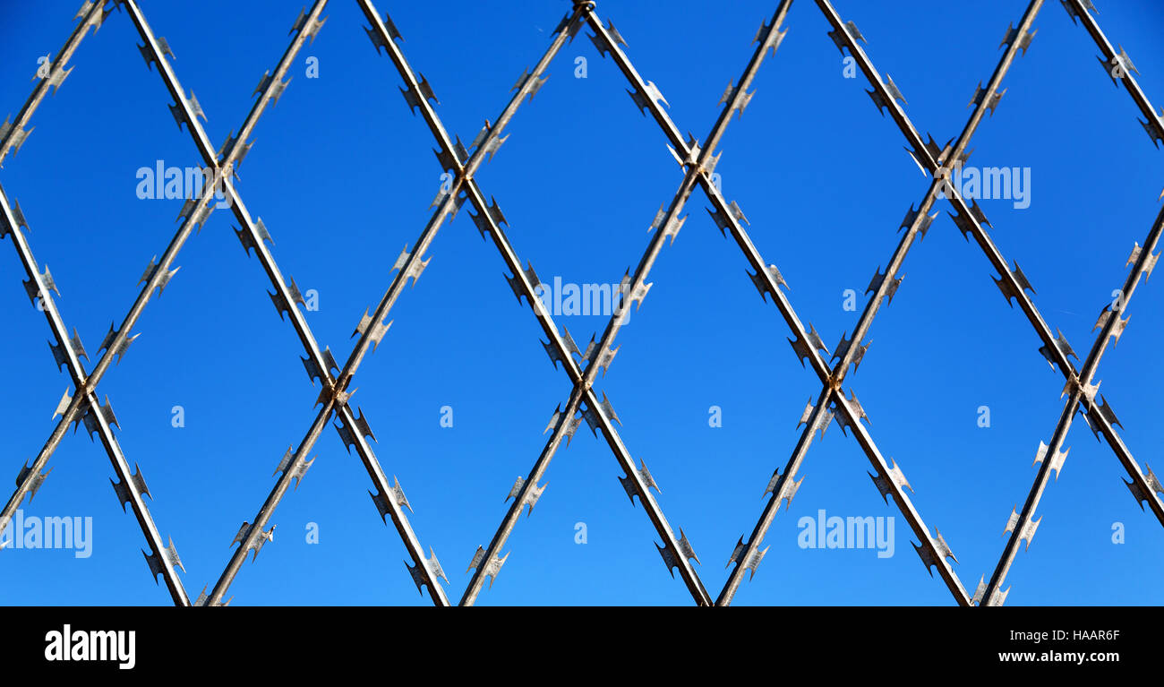 abstract razor wire in the clear sky like background texture Stock ...