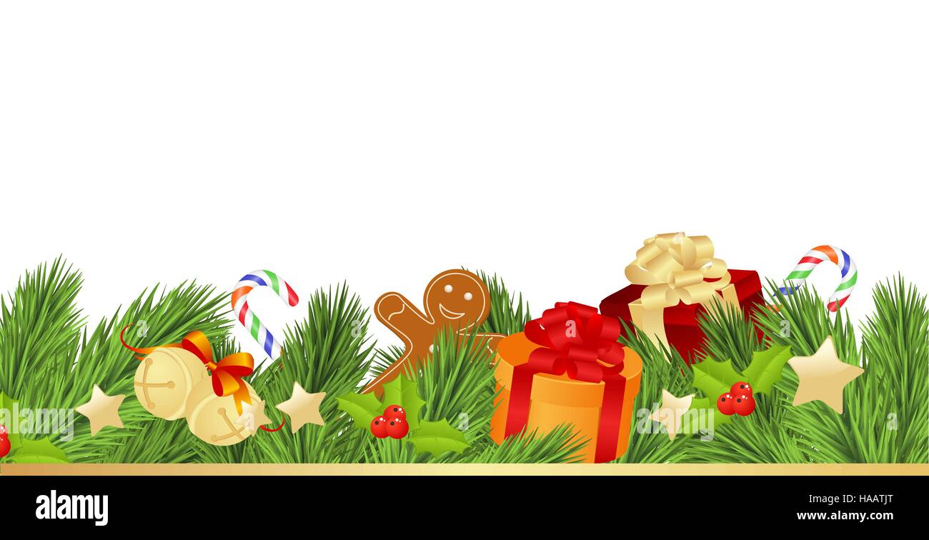 Christmas background branch gingerbread Stock Vector Images - Alamy