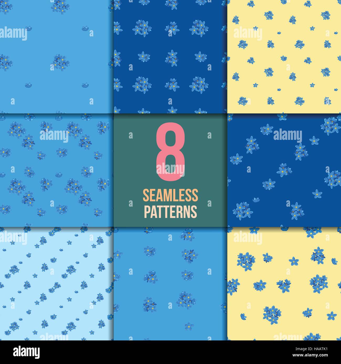 Seamless forget-me-not pattern set Stock Vector Image & Art - Alamy