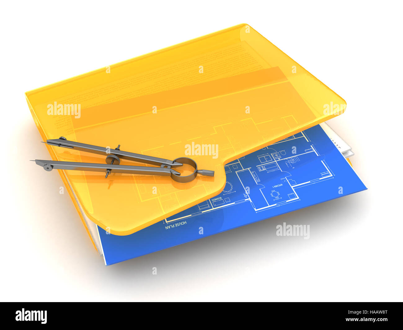 3d illustration of blueprints folder over white background Stock Photo ...