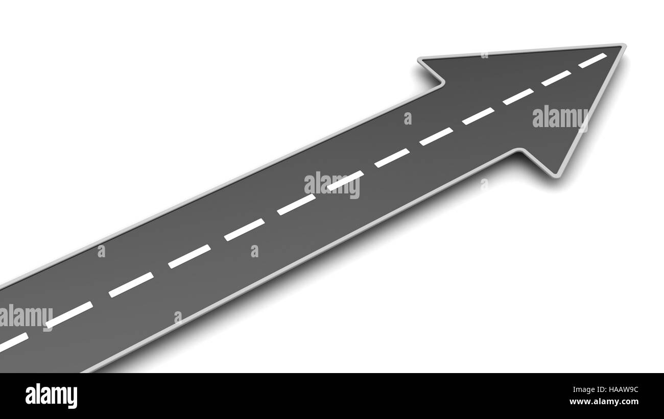 3d illustration of asphalt road with arrow, upward direction Stock ...