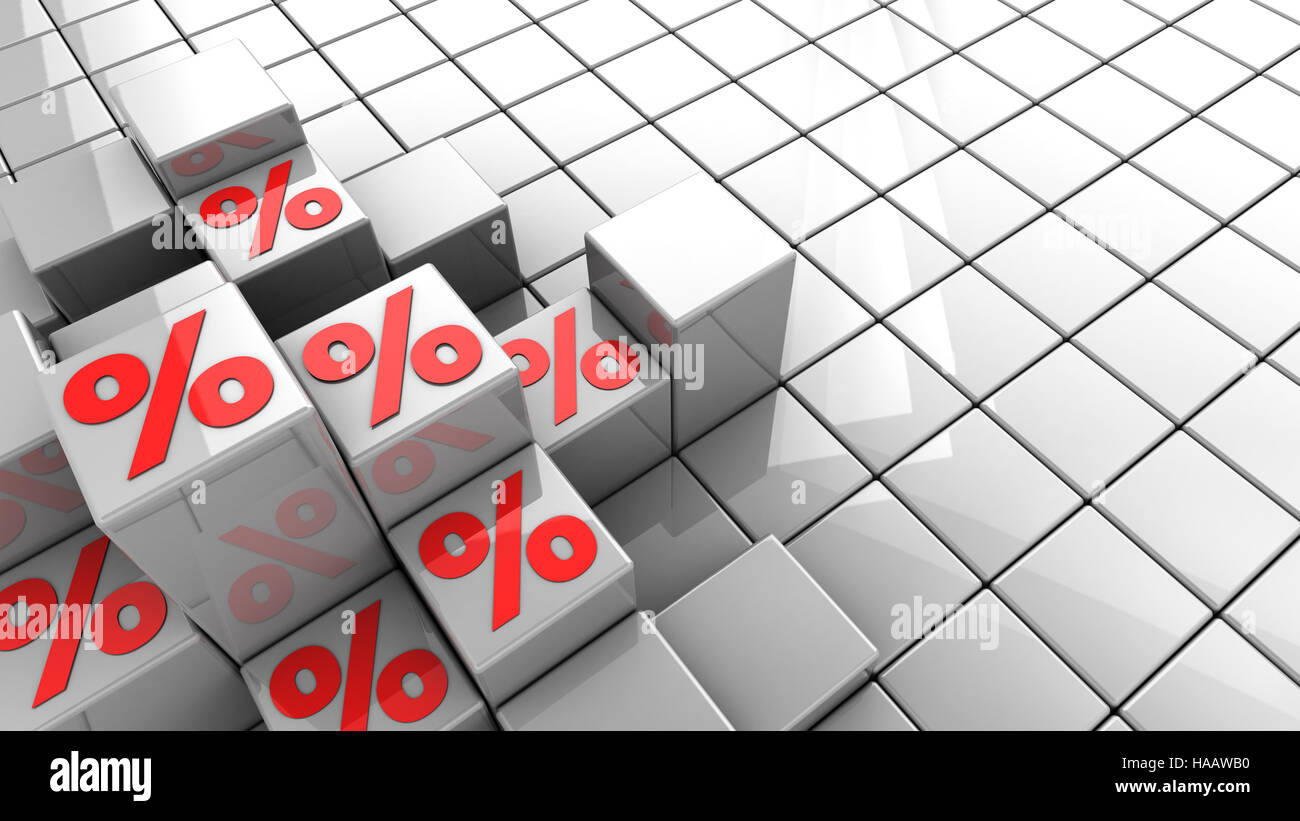 3d illustration of cubes background with percent signs Stock Photo - Alamy