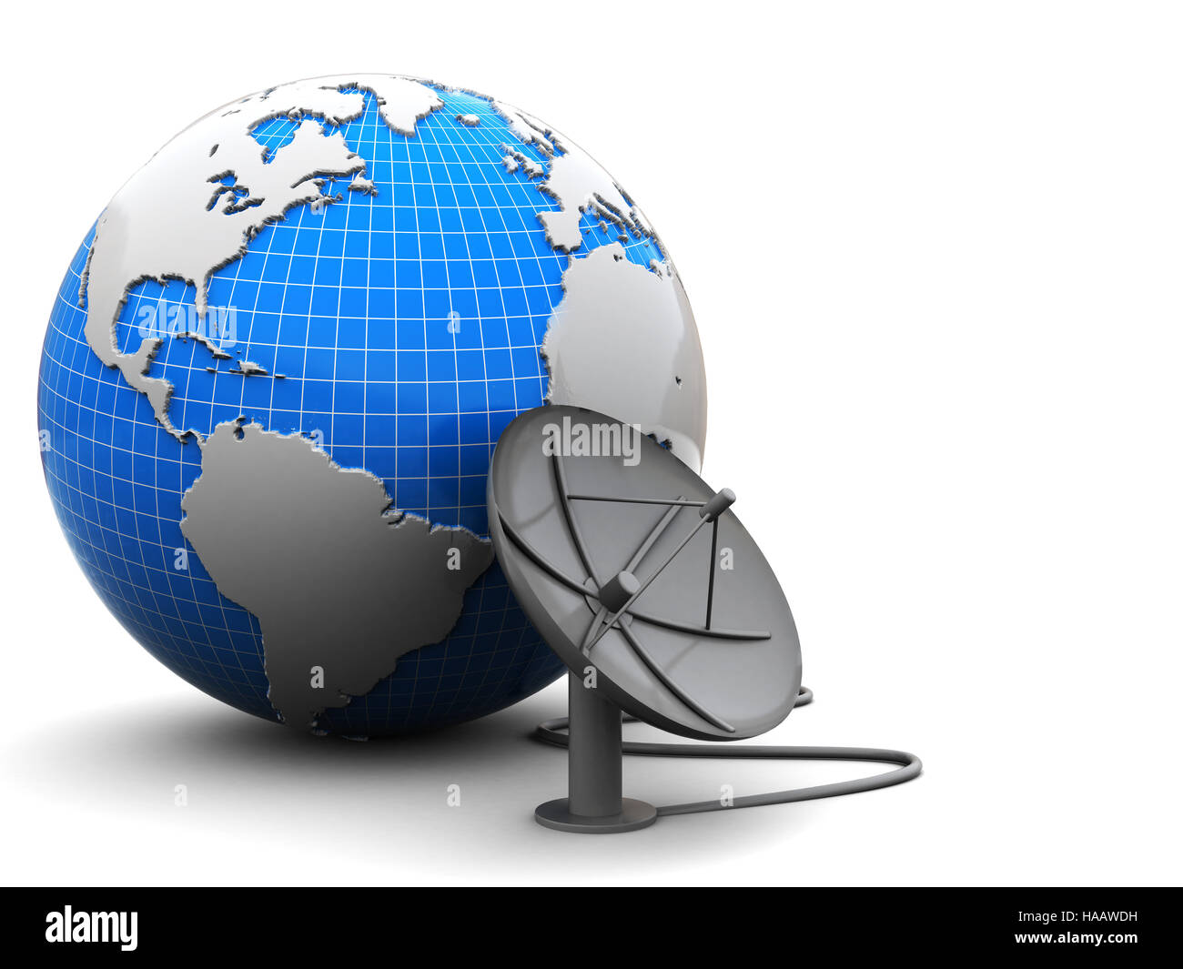 3d illustration of earth globe with satellite antenna Stock Photo - Alamy