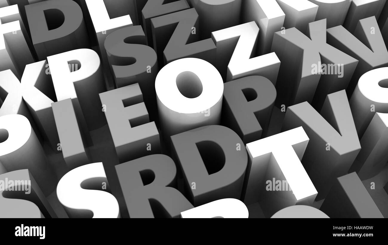 3d illustration of random letters background Stock Photo - Alamy