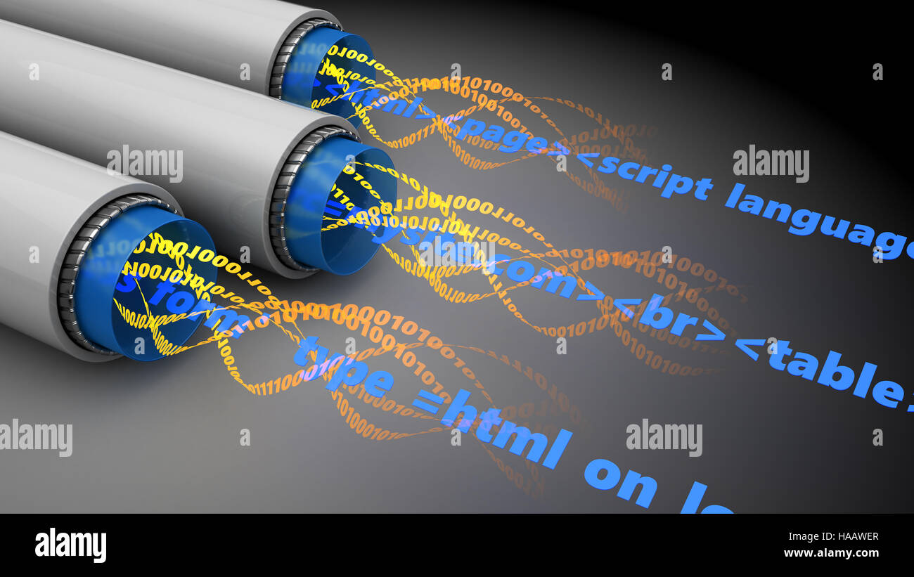 3d illustration of fiber optics with internet code inside Stock Photo ...