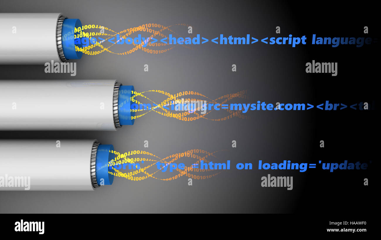 3d illustration of cables with internet data inside Stock Photo - Alamy