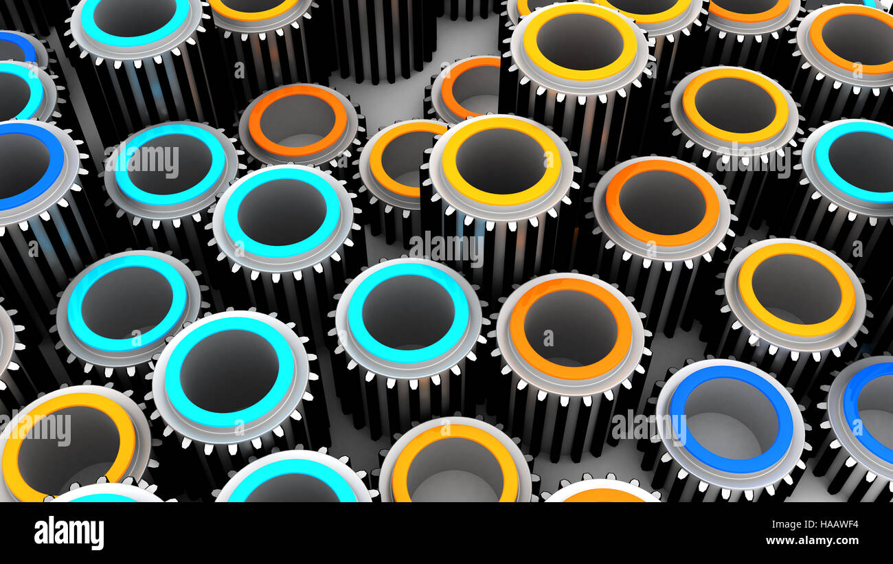 abstract 3d illustration of gears background Stock Photo - Alamy