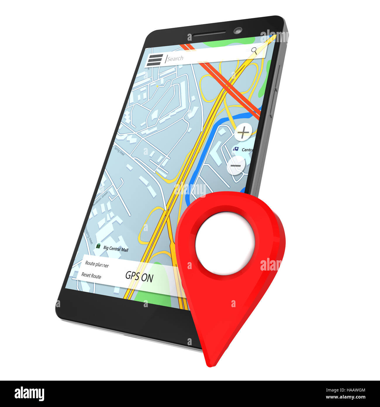 3d illustration of mobile phone and navigation point Stock Photo - Alamy