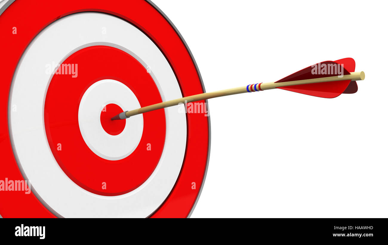 3d illustration of arrow in target center Stock Photo - Alamy