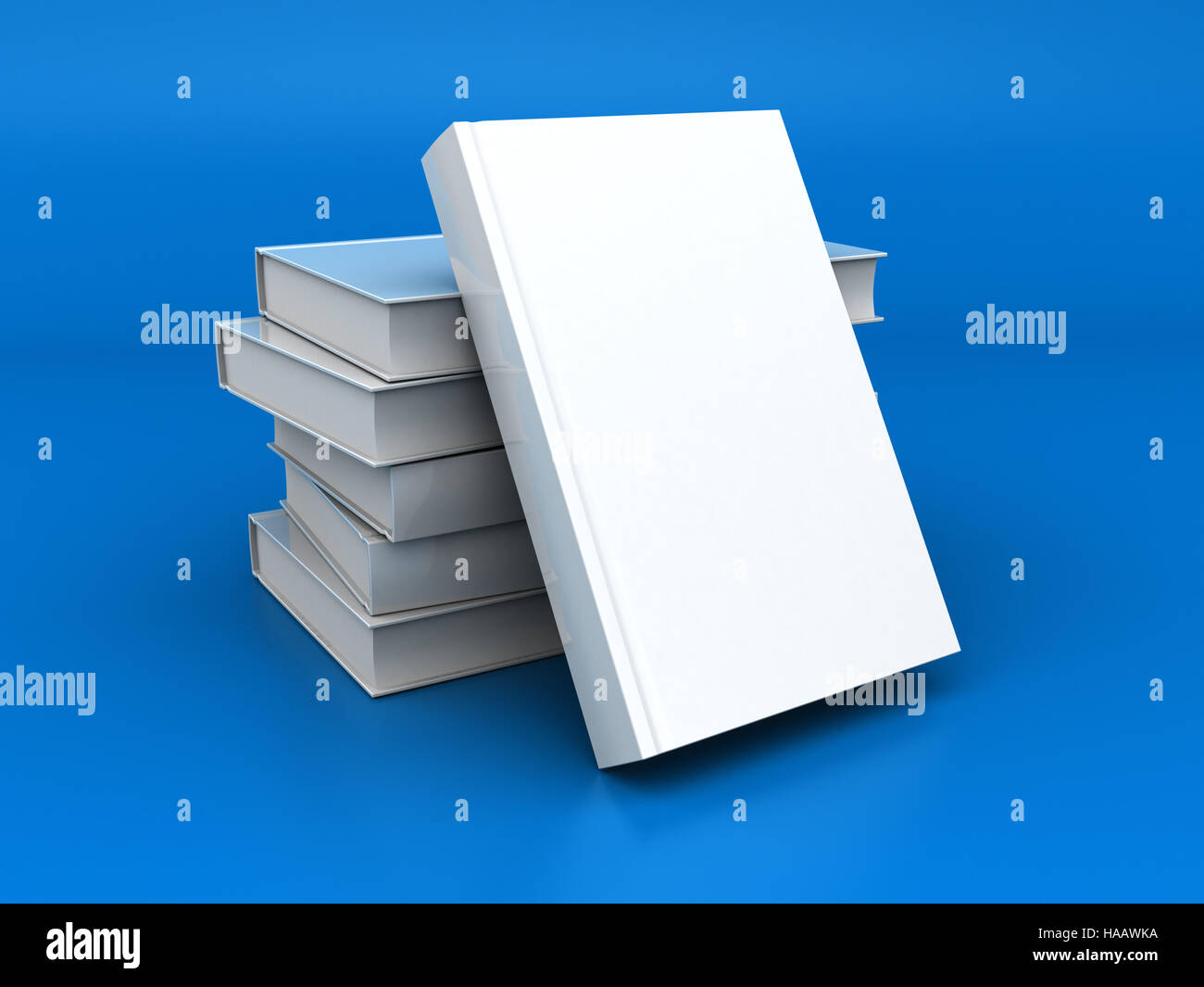 3d illustration of books stack over blue background Stock Photo - Alamy