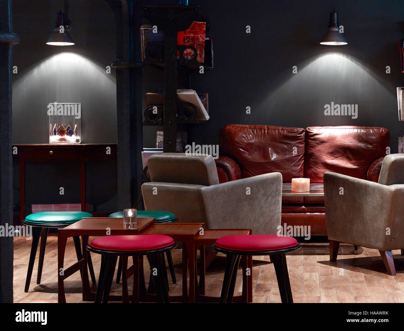 Snug corners in basement bar. Hixter City, London, United Kingdom ...