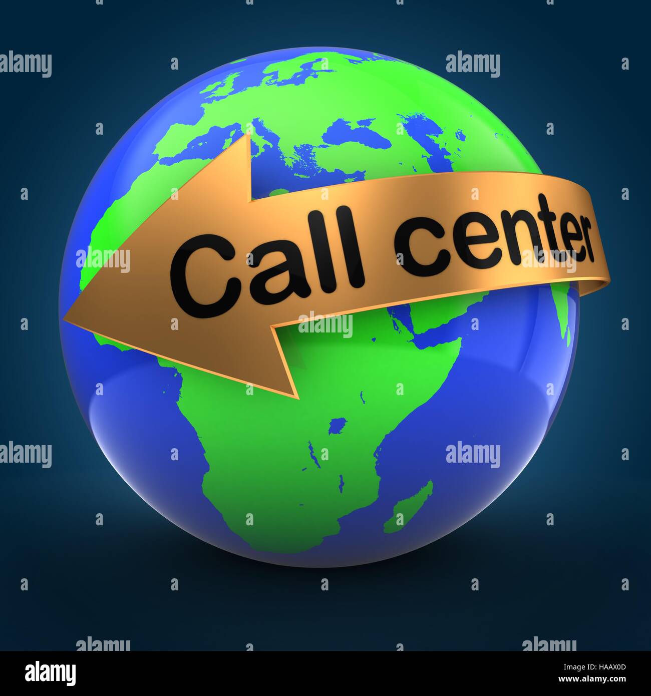 3d illustration of earth globe and mouse cursor, over blue background ...