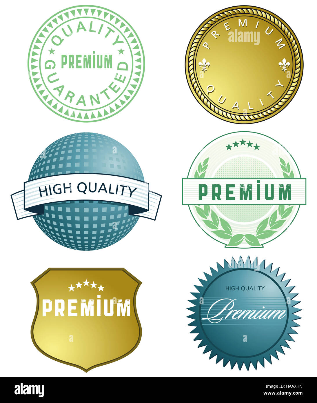 Gold Seal of Approval and emblems Stock Photo - Alamy