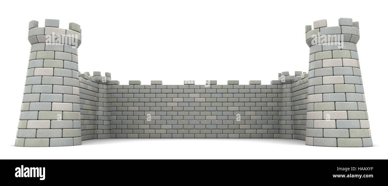 3d illustration of fortress walls, empty space template Stock Photo - Alamy