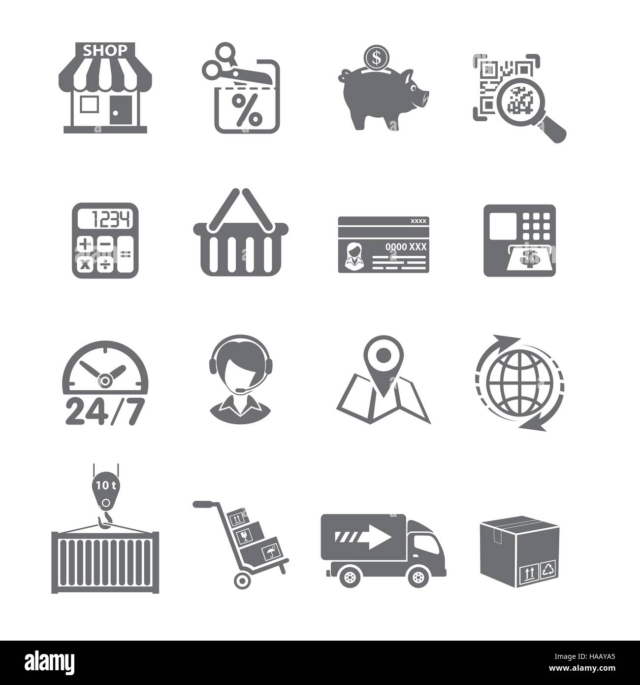 Logistics container delivery black Stock Vector Images - Alamy