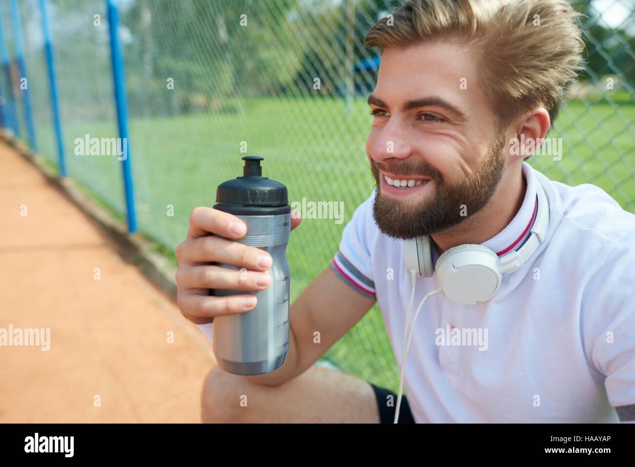 Short break during the tennis game Stock Photo - Alamy