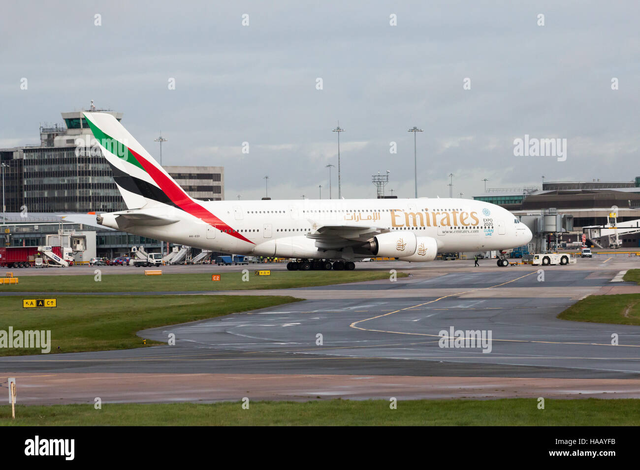 Emirates A380-861 double-decker wide-body passenger plane (A6-EDI ...
