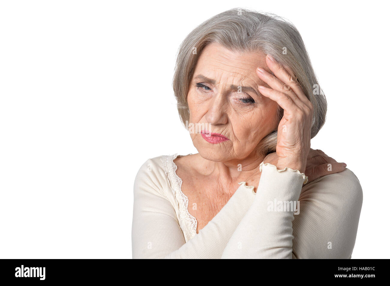 Sad senior woman Stock Photo - Alamy