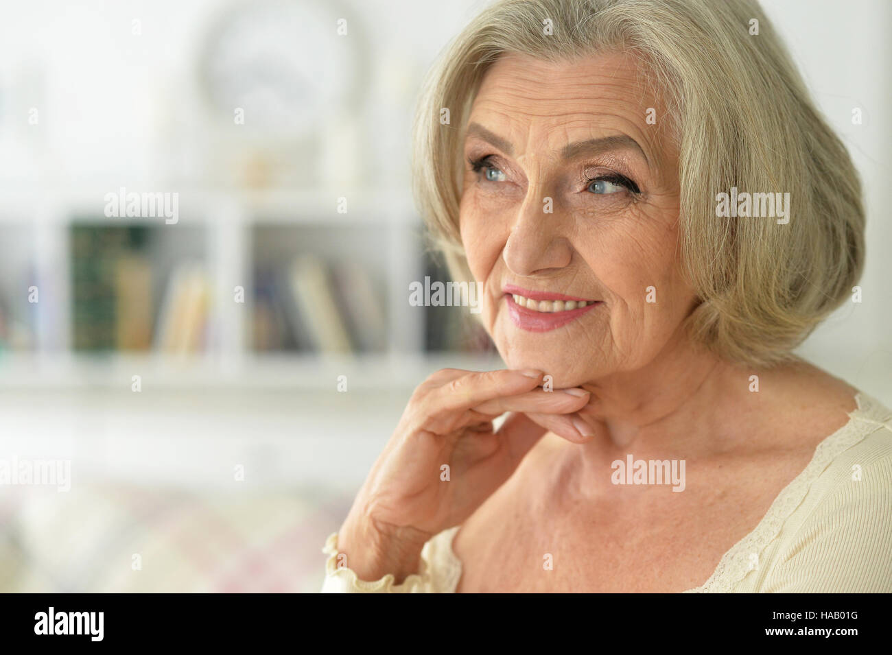 Smiling senior woman Stock Photo - Alamy