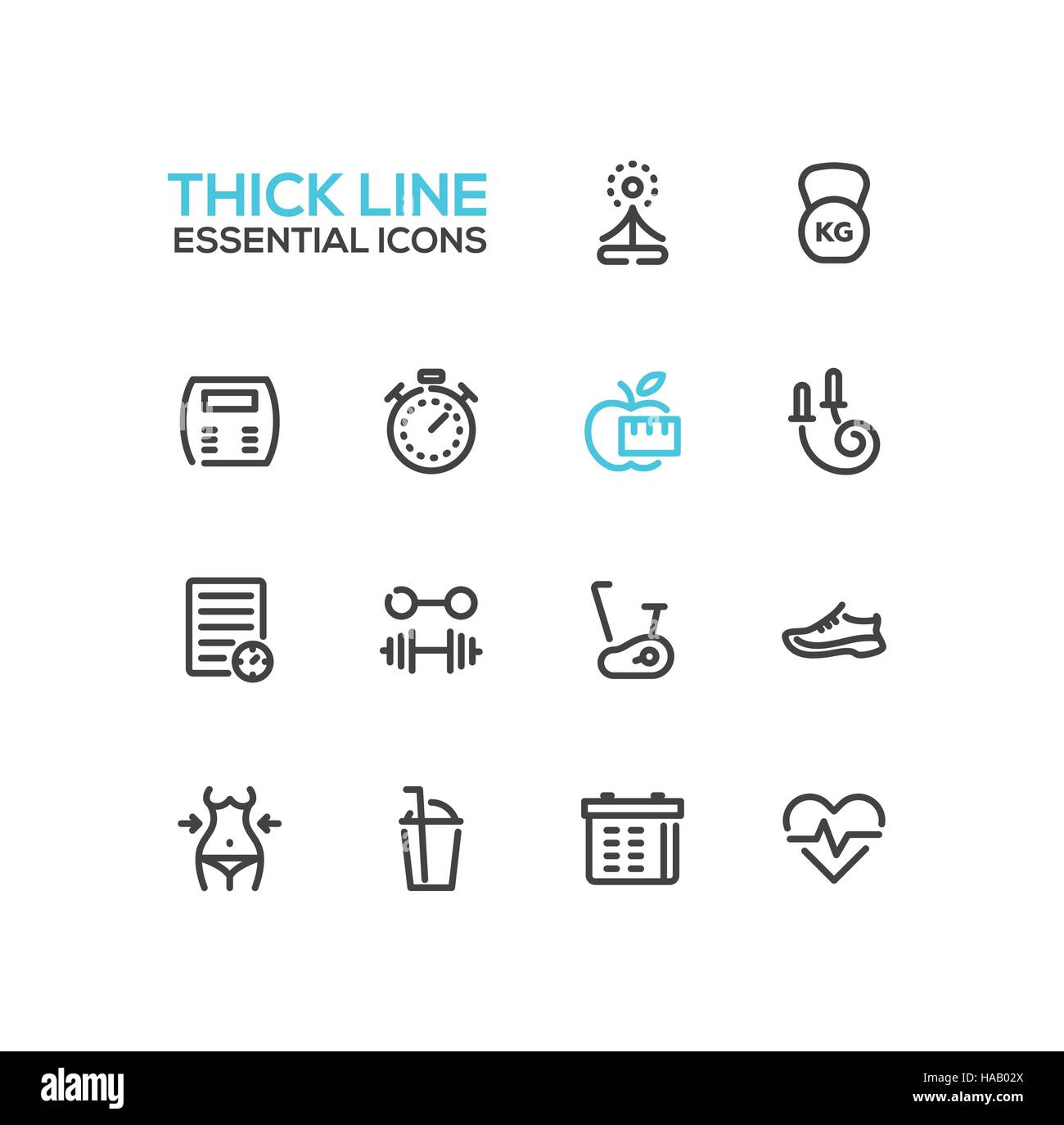 Fitness flat icons line Cut Out Stock Images & Pictures - Alamy