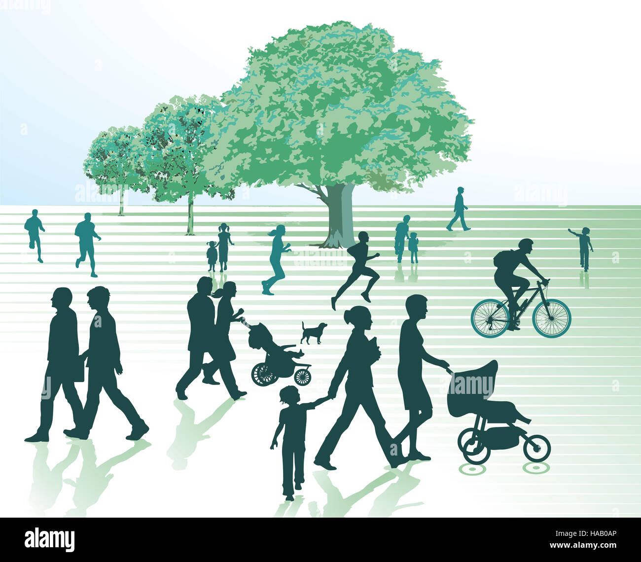 Spring in the city, parkway, bicycle, walking Stock Photo - Alamy