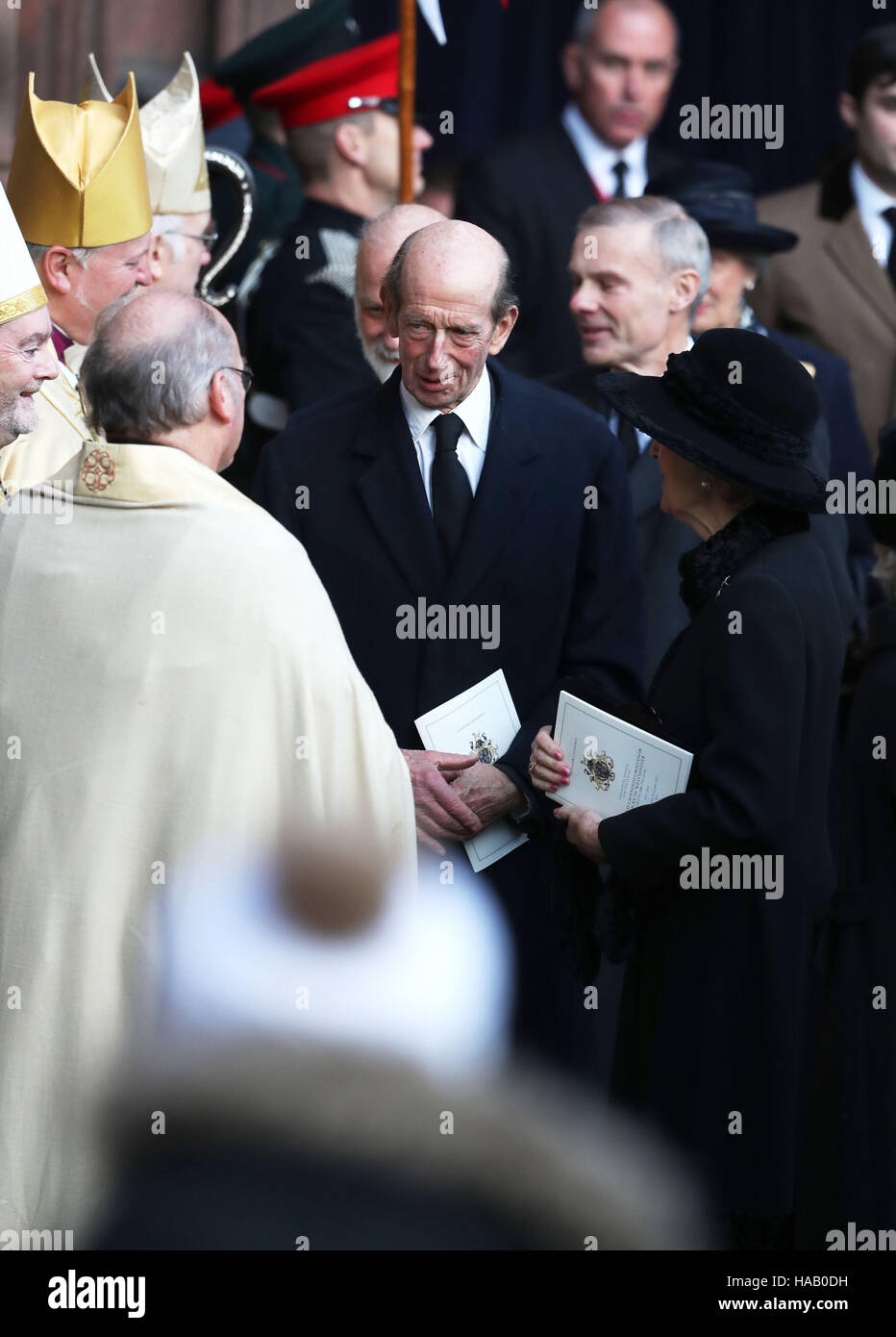 The Duke of Kent leaves after a memorial service to celebrate the life ...