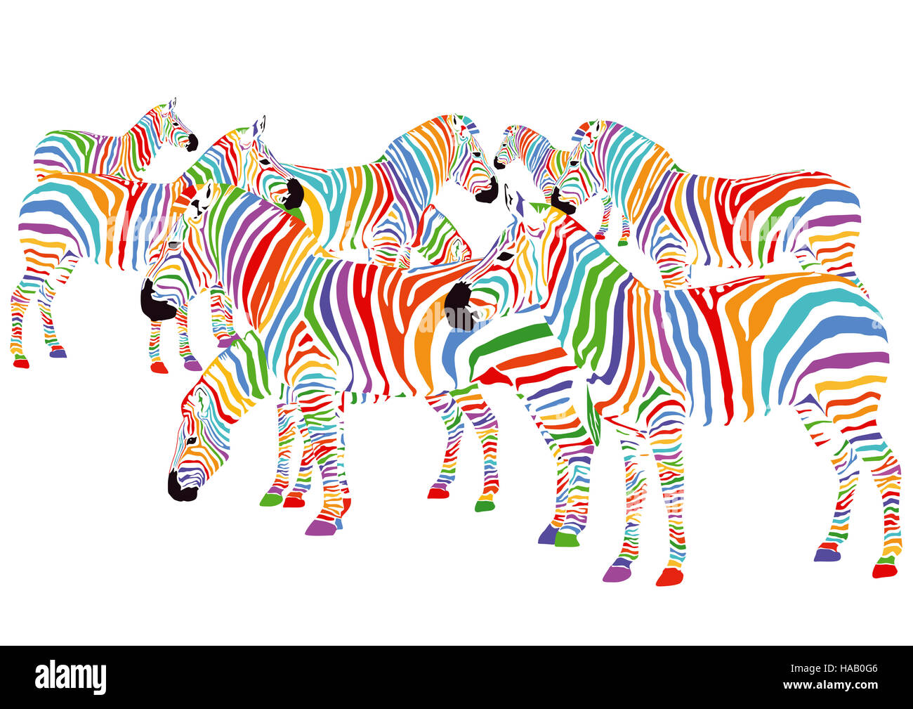 Colorful Zebras, spectrum, coloring Stock Photo - Alamy