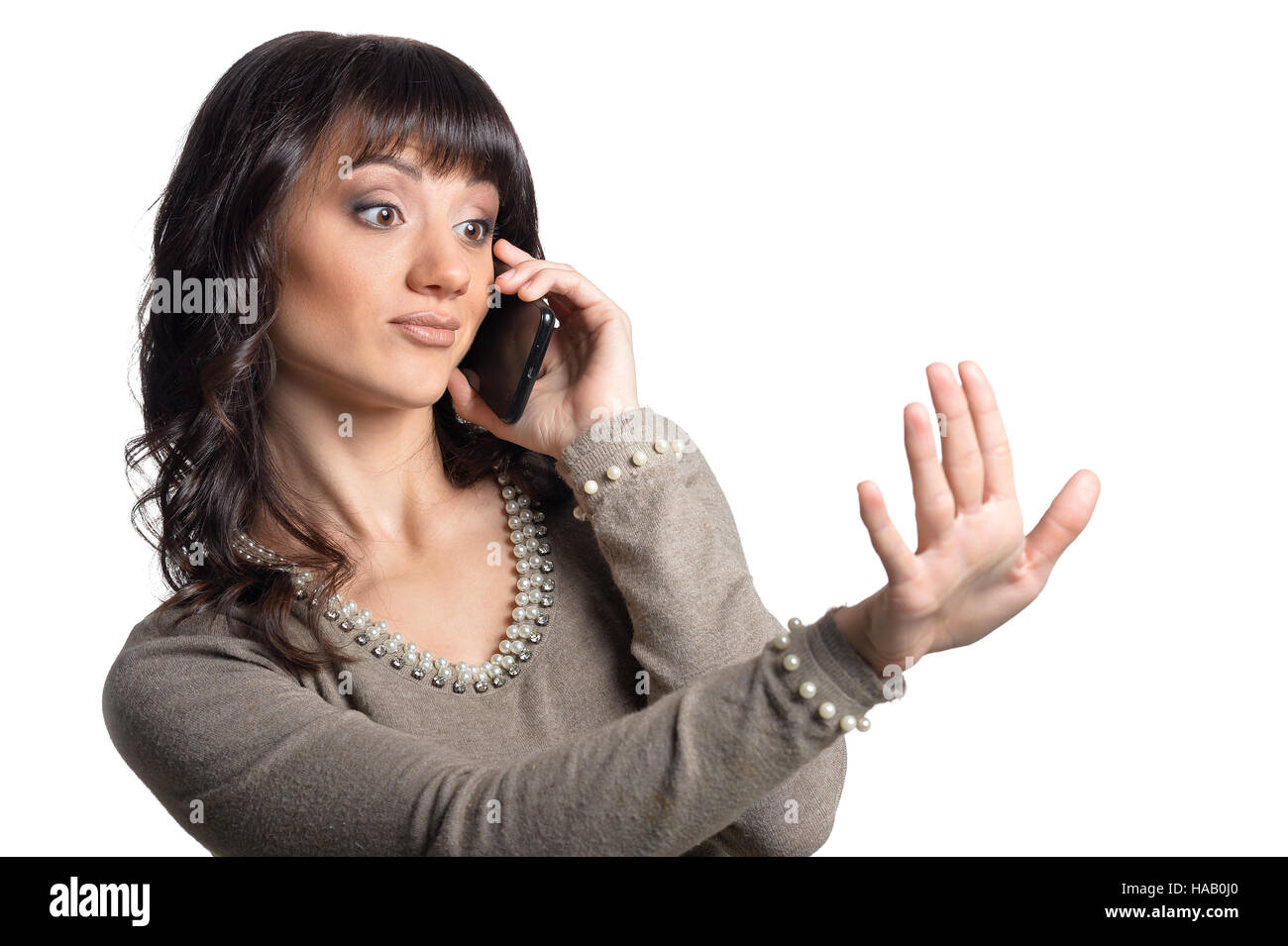 Young woman gesticulating Stock Photo - Alamy