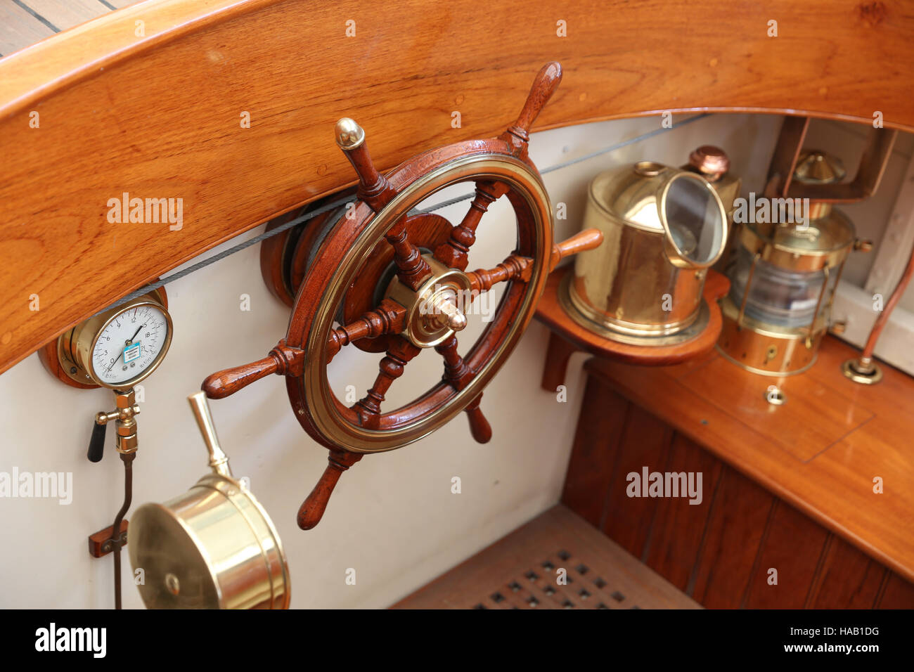 Wooden Rudder and navigation equipments of a sailing ship and Stock ...