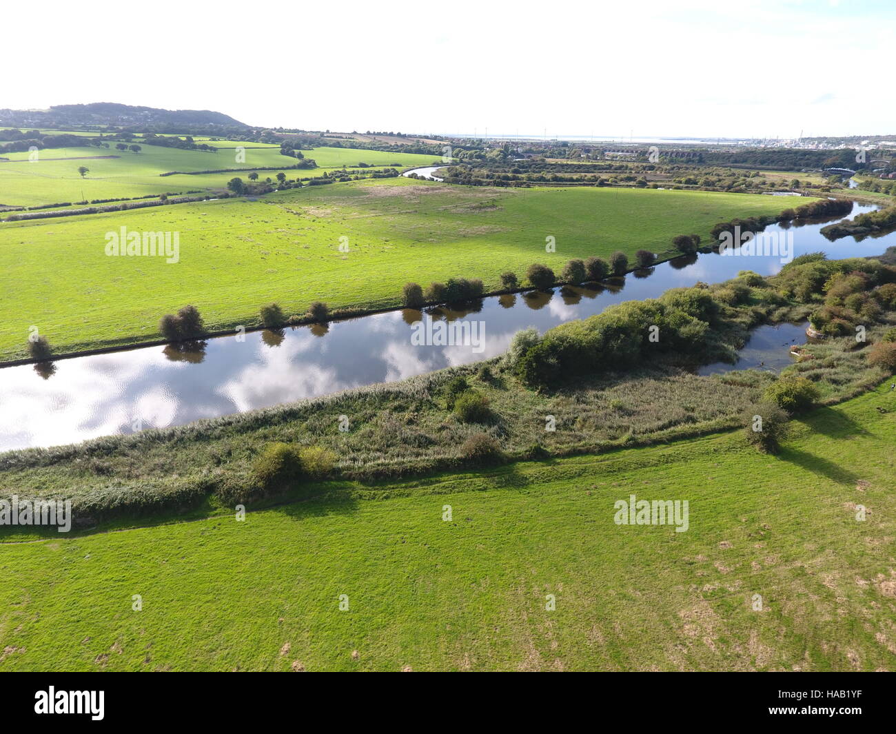 aerial photograph of the river Weaver in Frodsham, Cheshire Stock Photo ...