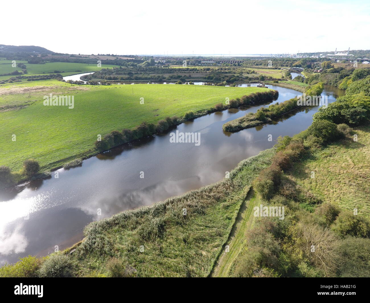 aerial photograph of the river Weaver in Frodsham, Cheshire Stock Photo ...